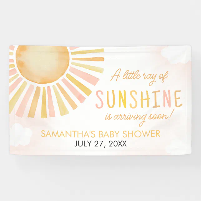 A Little Ray of Sunshine Baby Shower Banner | Zazzle