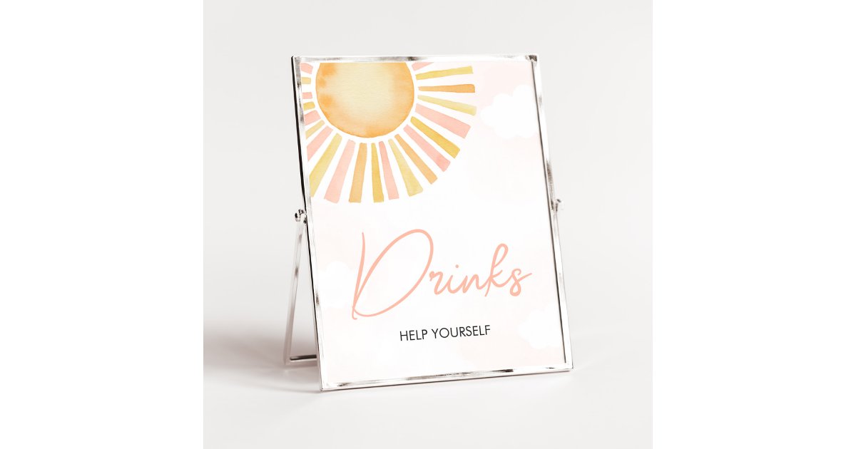 A Little Ray of Sunshine Baby Shower Drinks Poster | Zazzle