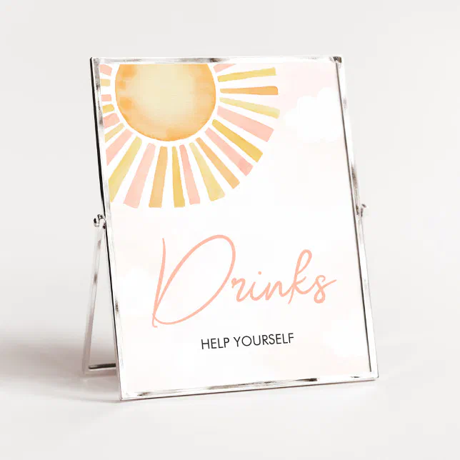 A Little Ray of Sunshine Baby Shower Drinks Poster | Zazzle