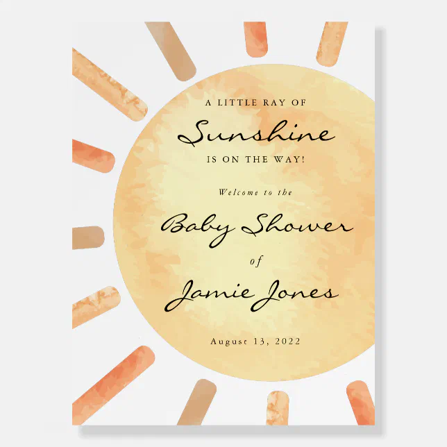 A Little Ray of Sunshine Baby Shower Welcome Sign | Zazzle