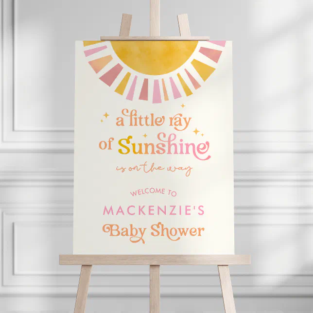 A Little Ray of Sunshine Baby Shower Welcome Sign | Zazzle