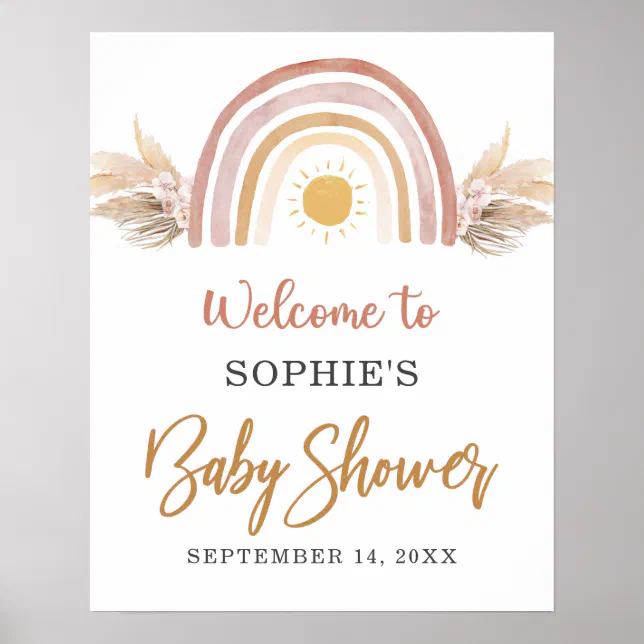 A Little Ray of Sunshine Boho Rainbow Welcome Sign | Zazzle
