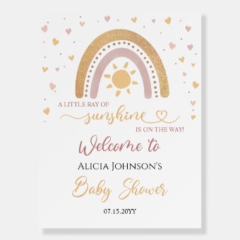 A Little Ray of Sunshine Boho Rainbow Welcome Sign | Zazzle