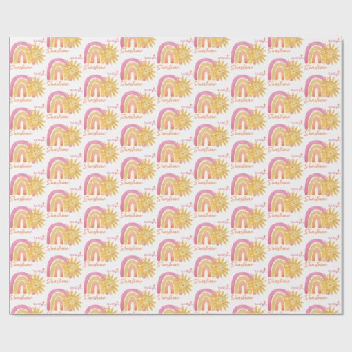 A Little Ray of Sunshine Sun | Rainbow Baby Shower Wrapping Paper | Zazzle