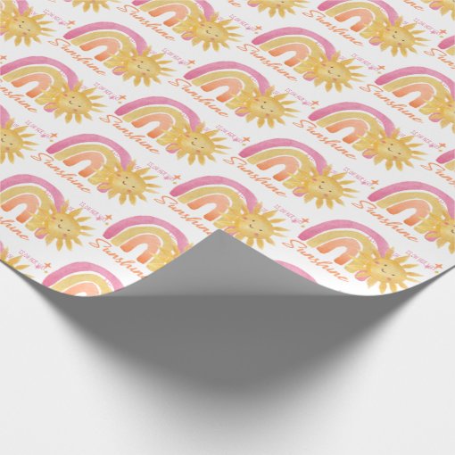 A Little Ray of Sunshine Sun | Rainbow Baby Shower Wrapping Paper | Zazzle
