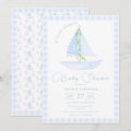 A Little Skipper Blue Plaid Modern Baby Shower Invitation | Zazzle