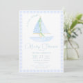 A Little Skipper Blue Plaid Modern Baby Shower Invitation | Zazzle