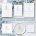 A Little Skipper Blue Plaid Modern Baby Shower Invitation | Zazzle