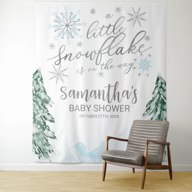 A little Snowflake Winter Baby Shower Backdrop | Zazzle