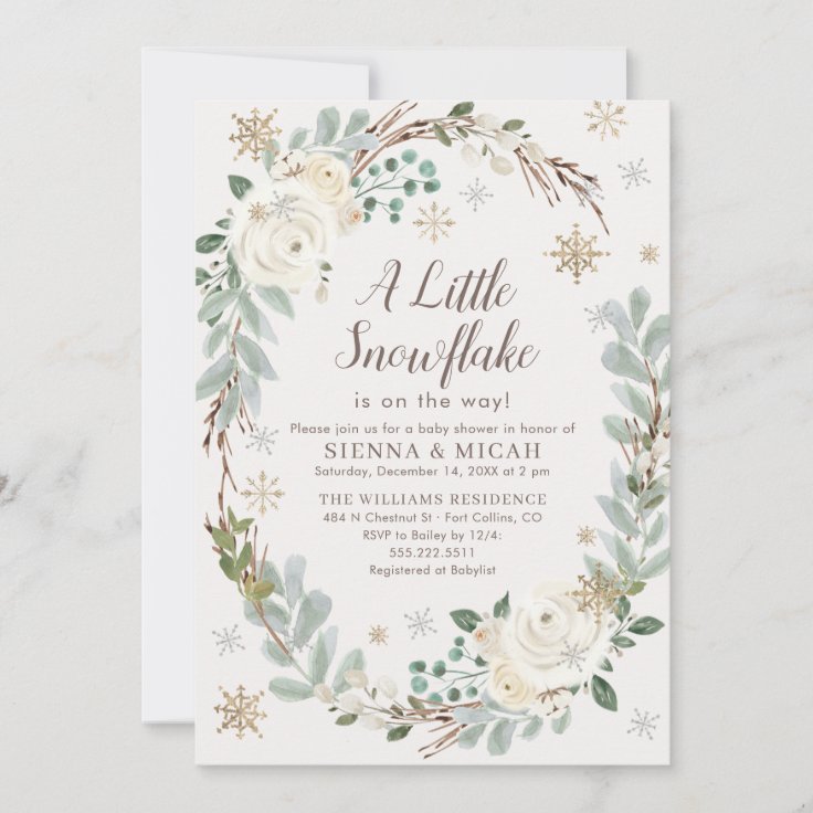 A Little Snowflake Winter Baby Shower Invitation | Zazzle