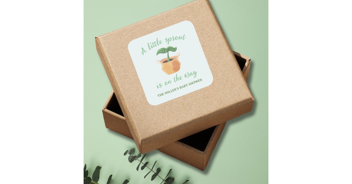 A Little Sprout Garden Plant Lover Baby Shower Square Sticker | Zazzle