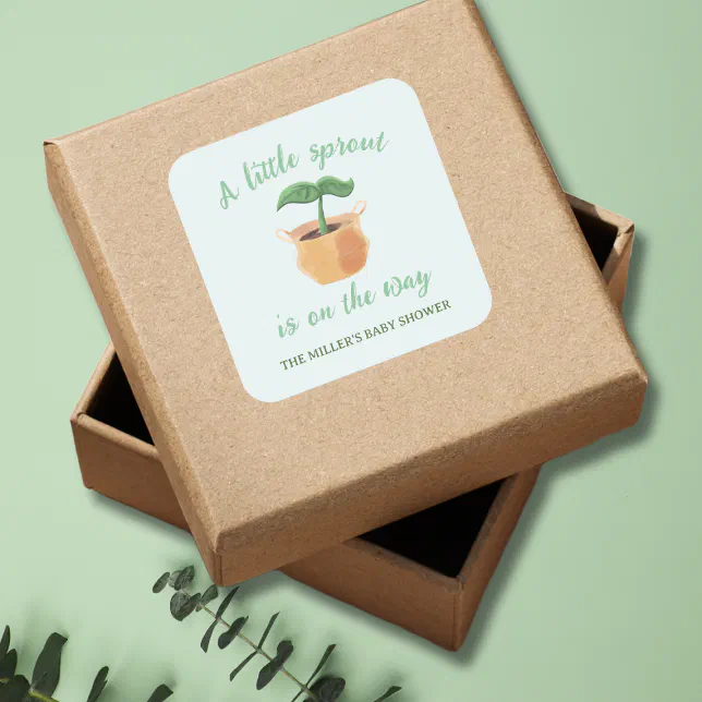 A Little Sprout Garden Plant Lover Baby Shower Square Sticker | Zazzle