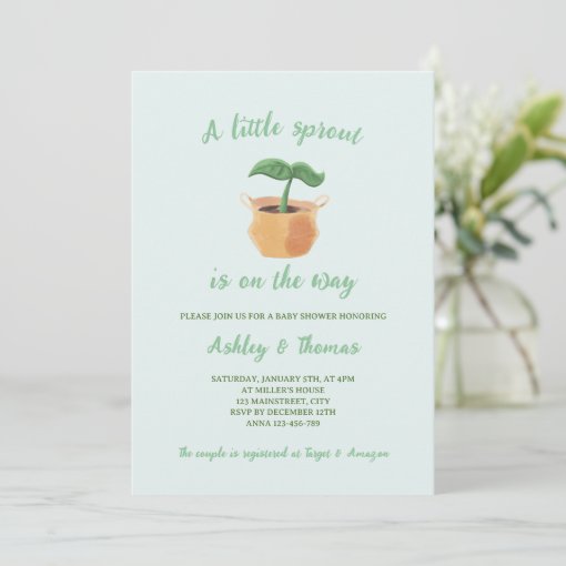 A Little Sprout Gardening Plant Baby Shower Invitation | Zazzle
