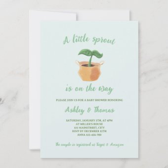 A Little Sprout Gardening Plant Baby Shower Invitation | Zazzle