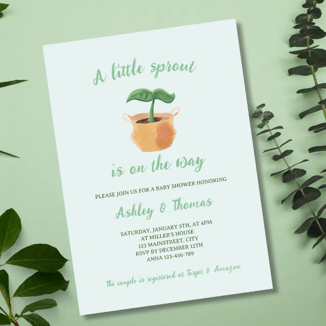 A Little Sprout Gardening Plant Baby Shower Invitation | Zazzle