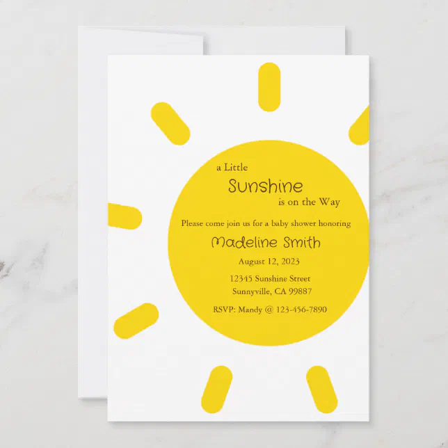 A Little Sunshine is on the Way Invitation, Baby Invitation | Zazzle