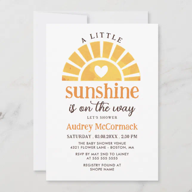 A Little Sunshine On the Way Baby Shower Invitation | Zazzle