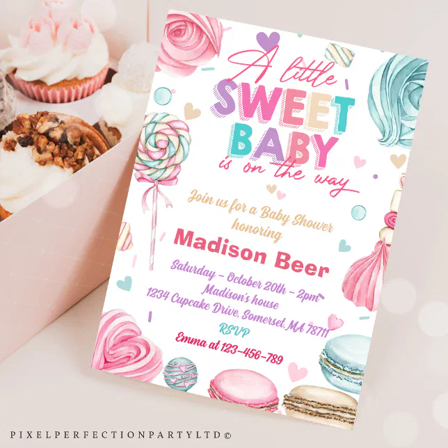 A Little Sweet Baby Is One The Way Party Invitation | Zazzle