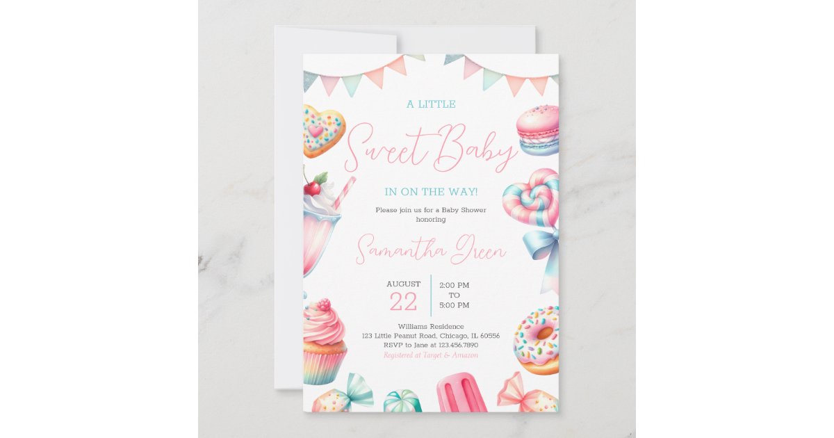 A Little Sweet Baby Shower Invitation | Zazzle