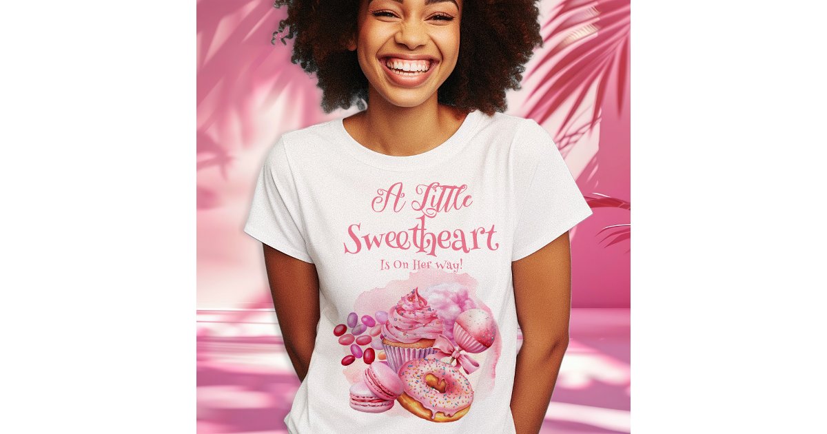 A Little Sweetheart Candy Frame Girl Baby Shower T-Shirt | Zazzle