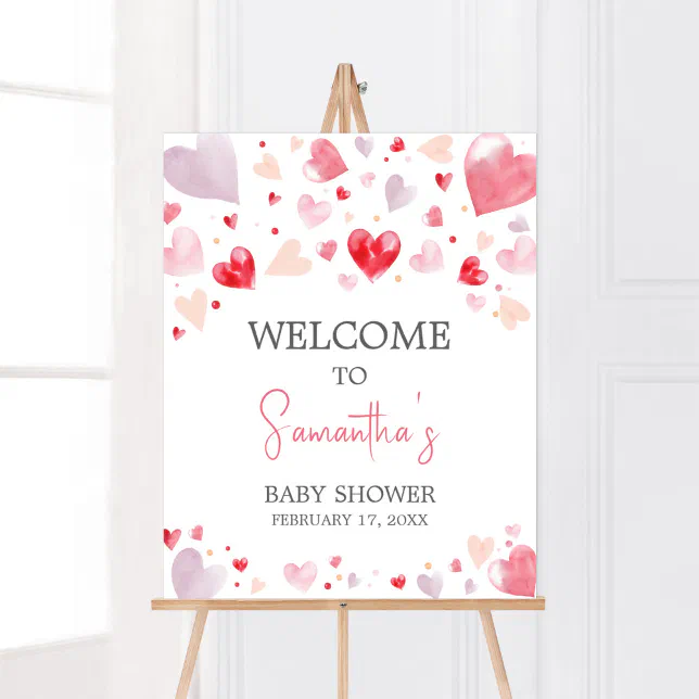 A Little Sweetheart Valentine Baby Shower Welcome Poster | Zazzle