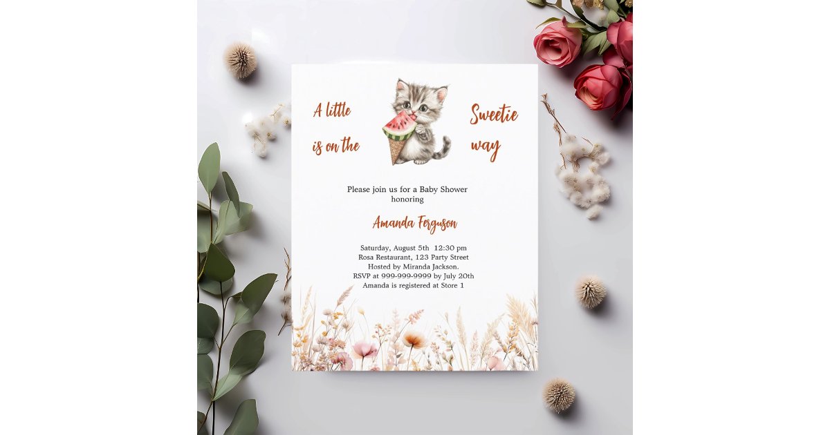 A little Sweetie cat Baby Shower invitation | Zazzle