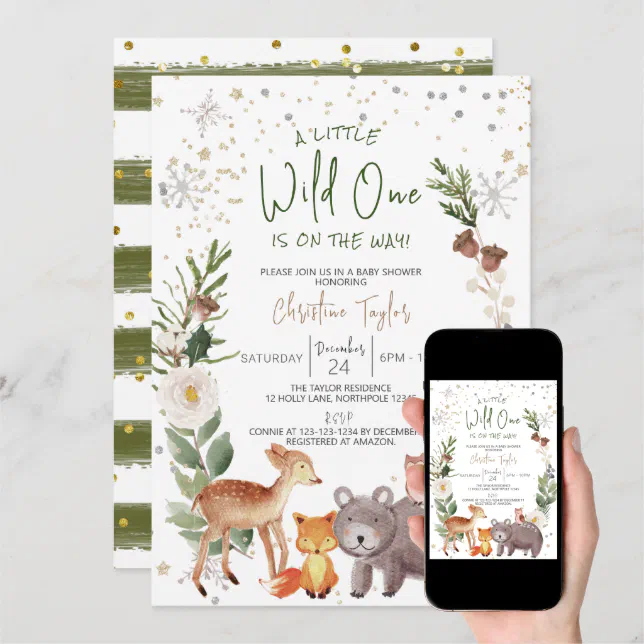 A Little Wild One Baby Shower Invitation | Zazzle
