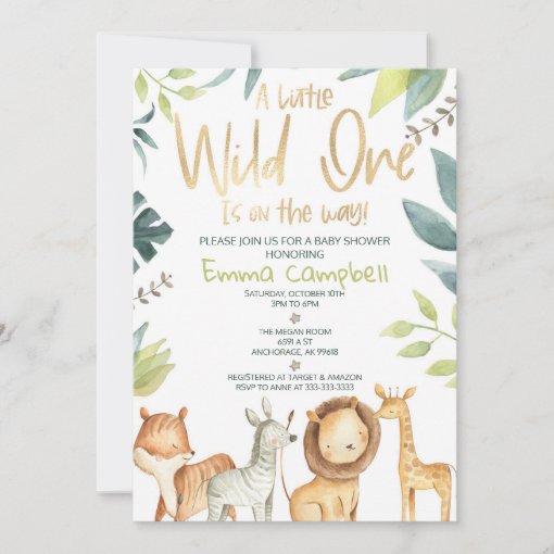 A Little Wild One Is On The Way Animal Baby Shower Invitation | Zazzle