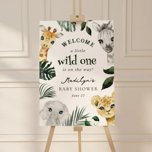 A Little Wild One Jungle Baby Shower Welcome Sign | Zazzle