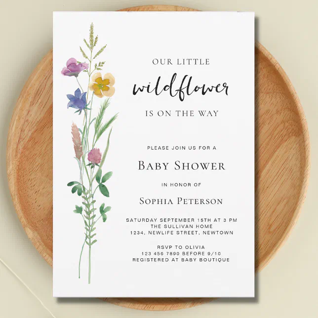 A Little Wildflower Baby Shower Invitation | Zazzle
