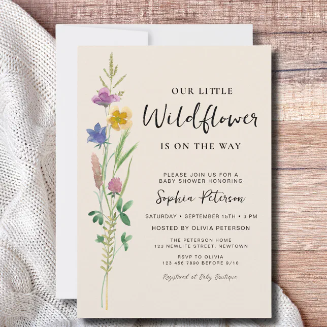 A Little Wildflower Baby Shower Invitation | Zazzle