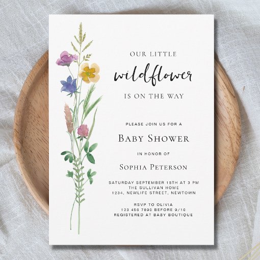 A Little Wildflower Baby Shower Invitation | Zazzle