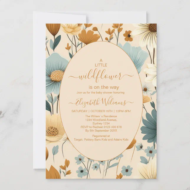 A Little Wildflower Boho Nature Theme Baby Shower Invitation | Zazzle