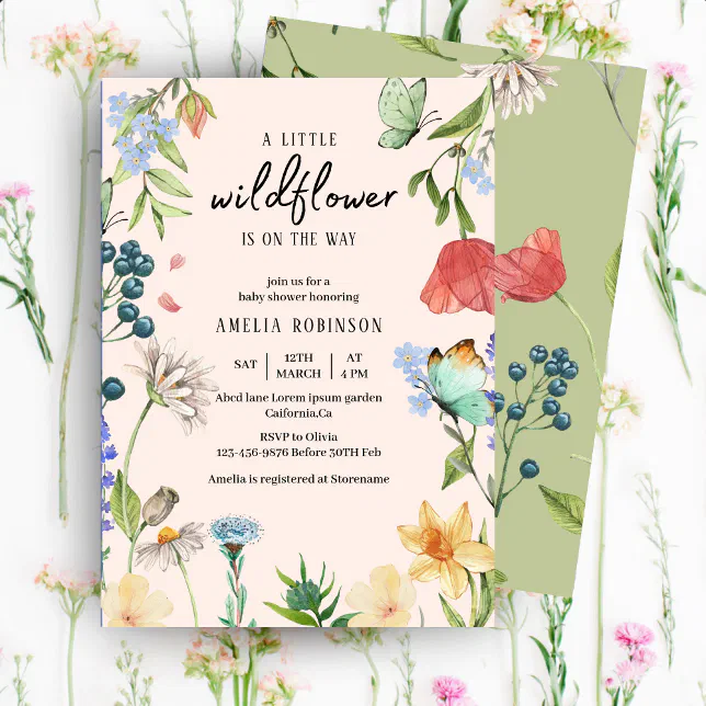 A Little Wildflower Girl Baby Shower Invitation | Zazzle