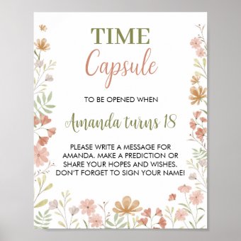 A Little Wildflowers Birthday Time Capsule Poster | Zazzle