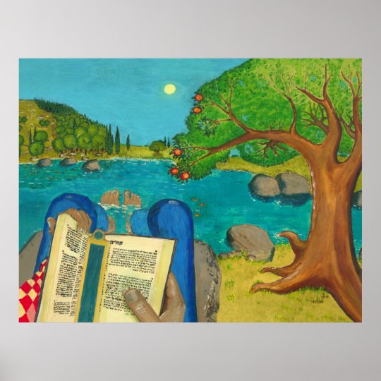 A Man Reading Psalm 1 in Hebrew Bible Poster | Zazzle.com