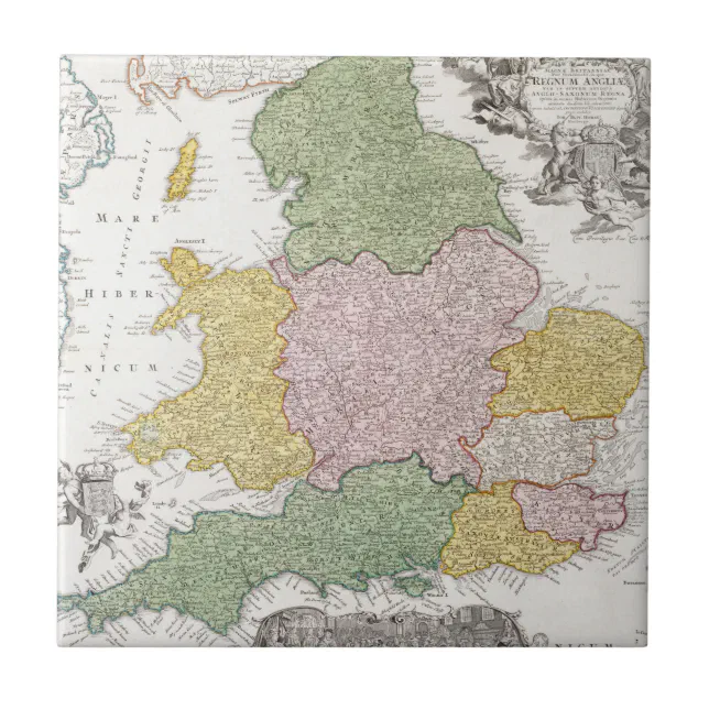 A Map of England | 1760 Ceramic Tile | Zazzle
