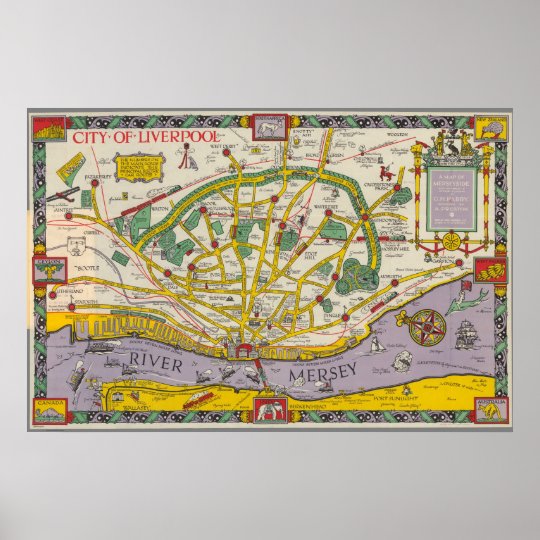 A Map of Merseyside, Liverpool Poster | Zazzle.com