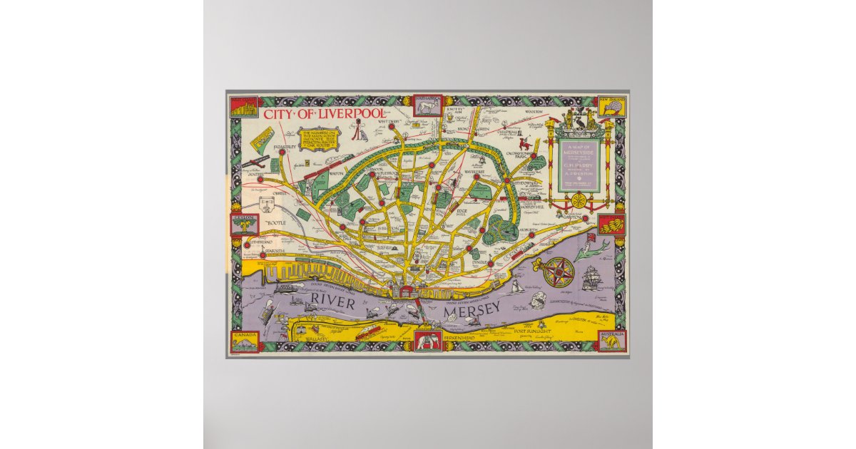 A Map of Merseyside, Liverpool Poster | Zazzle