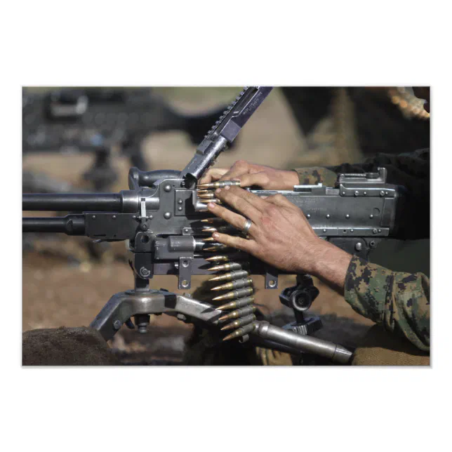 A Marine loads a M-240G machine gun Photo Print | Zazzle