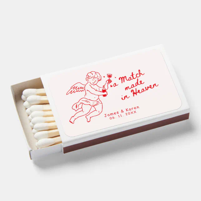 a Match made in Heaven Hand Drawn wedding Matchbox | Zazzle