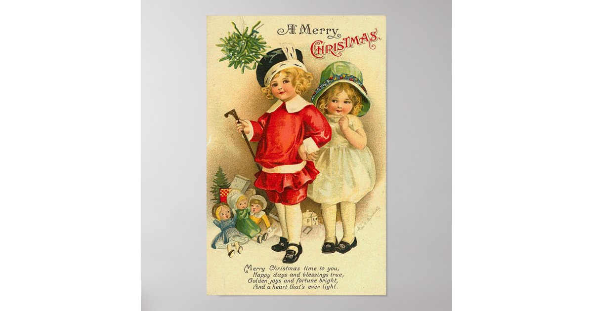 A Merry Christmas Children Card Poster | Zazzle