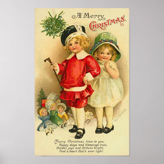 A Merry Christmas Children Card Poster | Zazzle