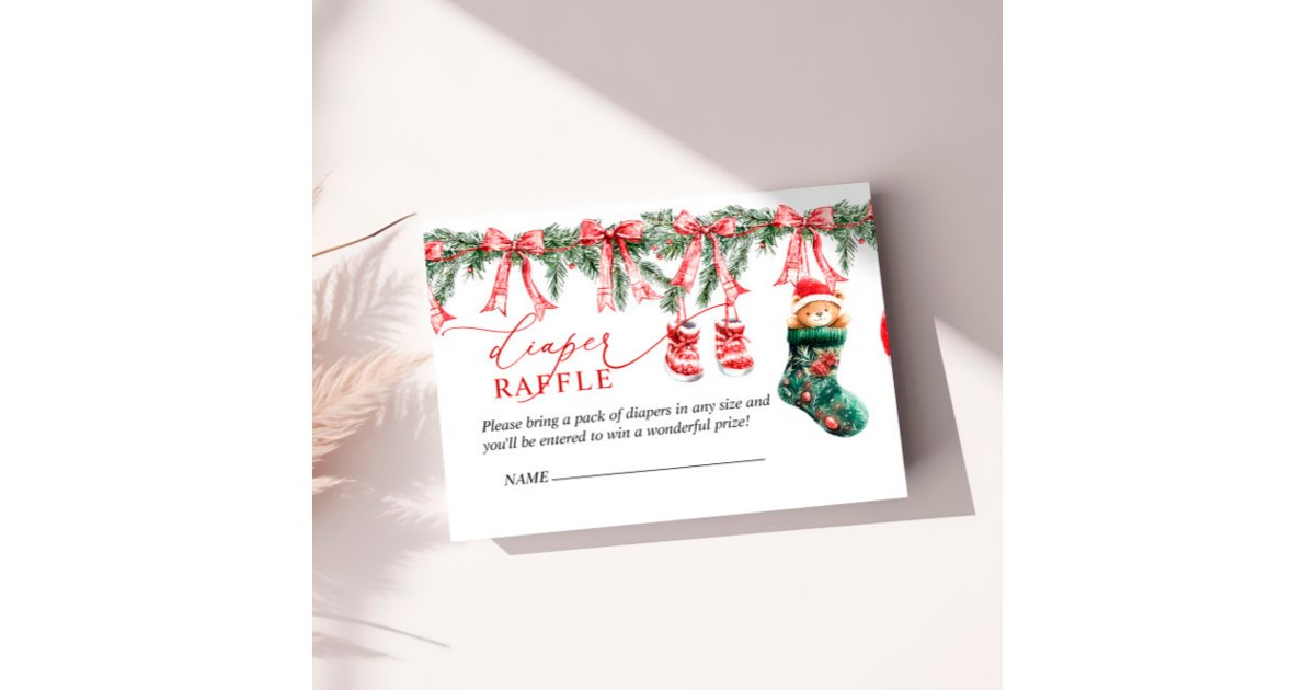 A Merry Little Christmas Diaper Raffle Card | Zazzle