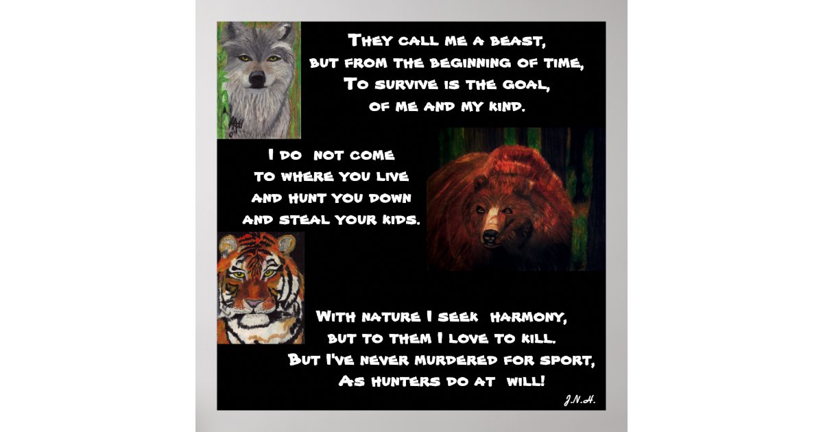 A MESSAGE FROM THE WILD ANIMALS POEM POSTER | Zazzle