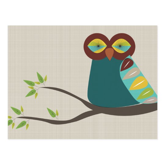 A Mid Century Modern Owl Postcard | Zazzle.com