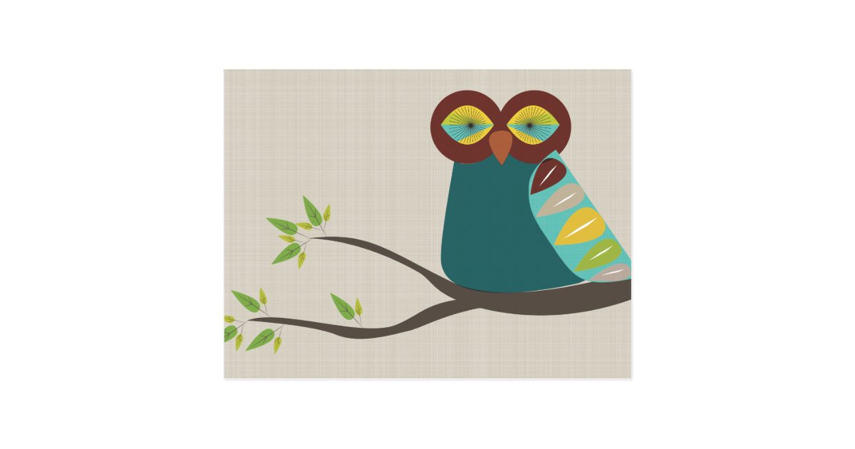 A Mid Century Modern Owl Postcard | Zazzle.com