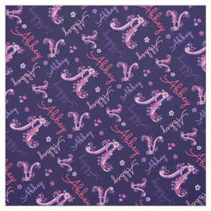 W monogram and personalized name Willow fabric | Zazzle