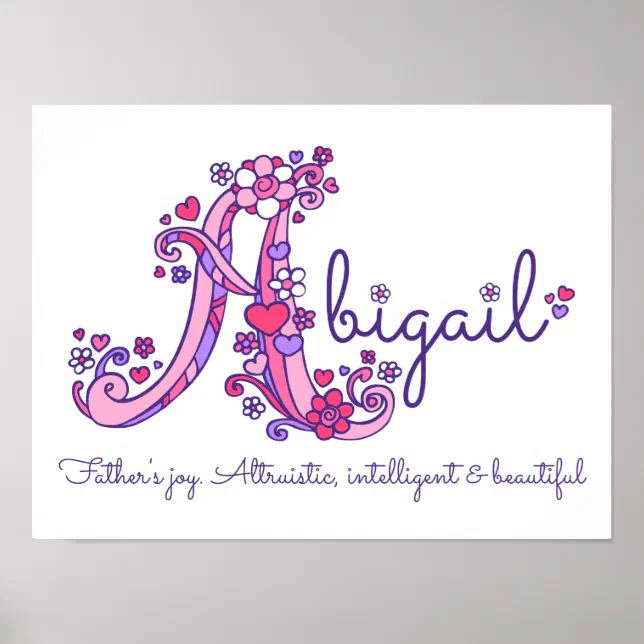 A monogram art Abigail girls name meaning poster | Zazzle