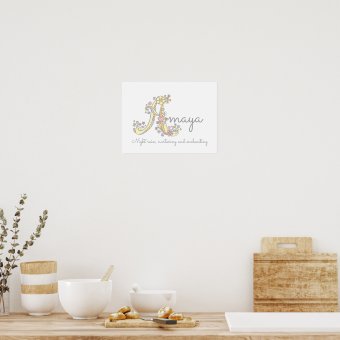 A monogram art Amaya girls name meaning poster | Zazzle